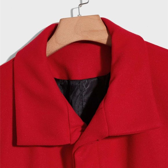 Jackets & Coats | Casual Red Mens Solid Collar Overcoat | Poshmark